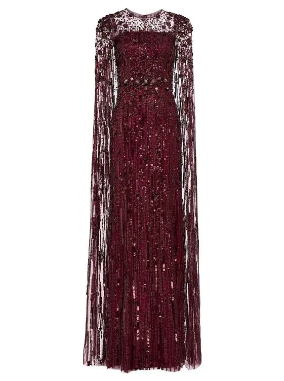 Jenny Packham Ruby Sequin-embellished Maxi Dress - Cardinal