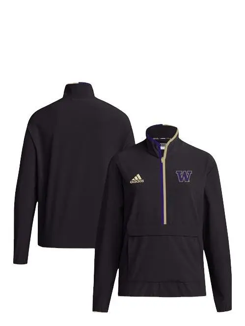 Adidas Washington Huskies 2024 Coaches Sideline Half-zip Jacket By - Black