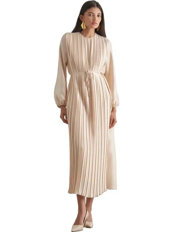 MIZALLE Pleated Maxi Dress - Ecru