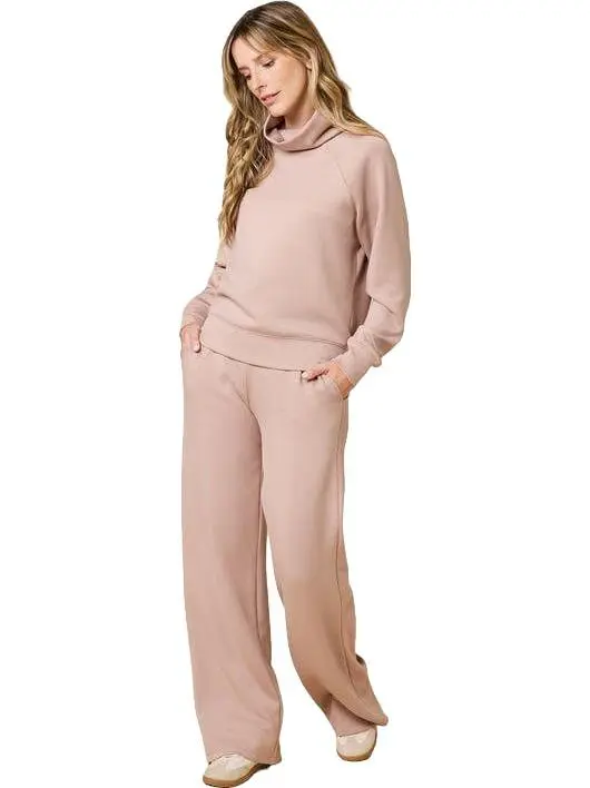 SOFTIES Athleisure Mock Neck And Pleated Pant Set - Coco