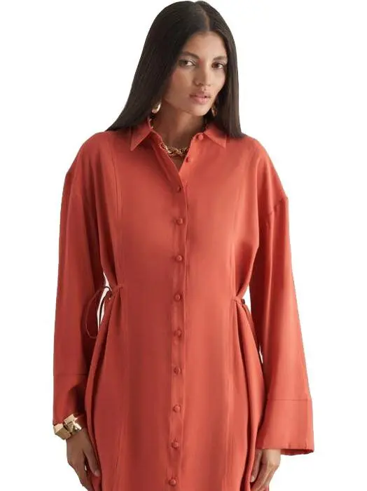 MIZALLE Side-tie Tunic - Coral