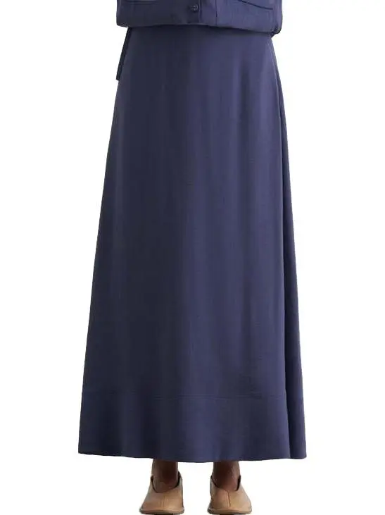 MIZALLE Flared Maxi Skirt - Indigo