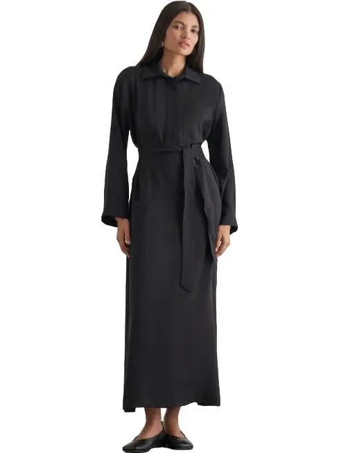 MIZALLE Belted Shirt Dress - Black