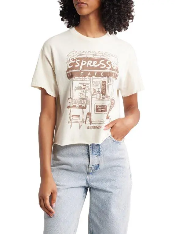 VINYL ICONS Espresso Graphic Crop T-shirt - Marshmallow