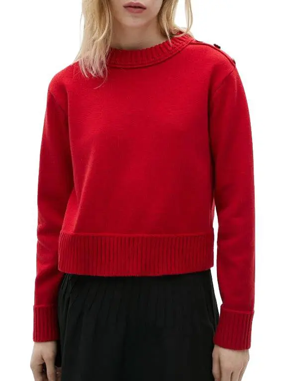 Mango Button Detailed Mock Neck Sweater - Red