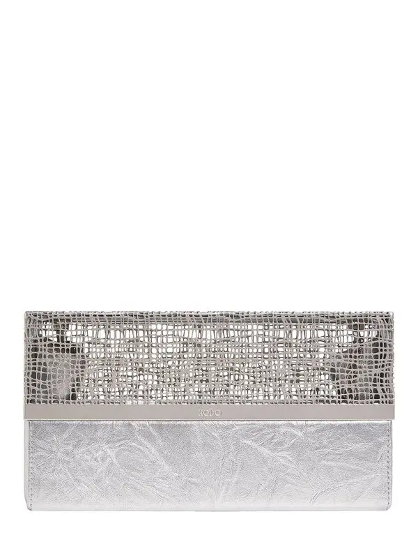 Rodo Leather Caged Clutch - Silver