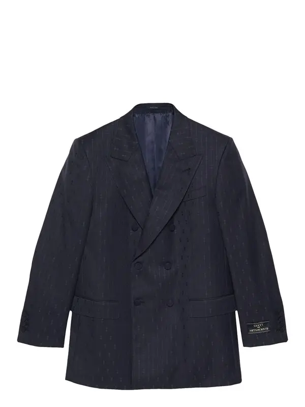 Gucci Horsebit Striped Wool Jacket - Blue