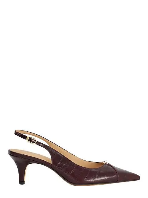 DUNE Heeled Leather Slingbacks - Burgundy Leather