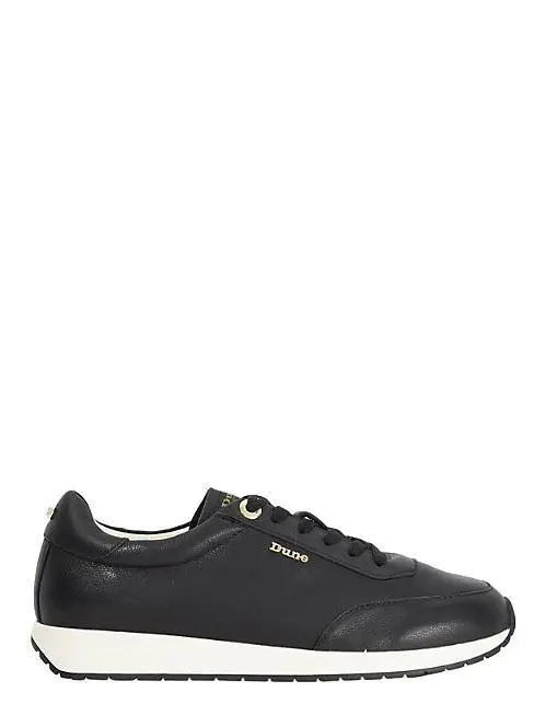 DUNE Ettah Leather Trainers - Black Leather