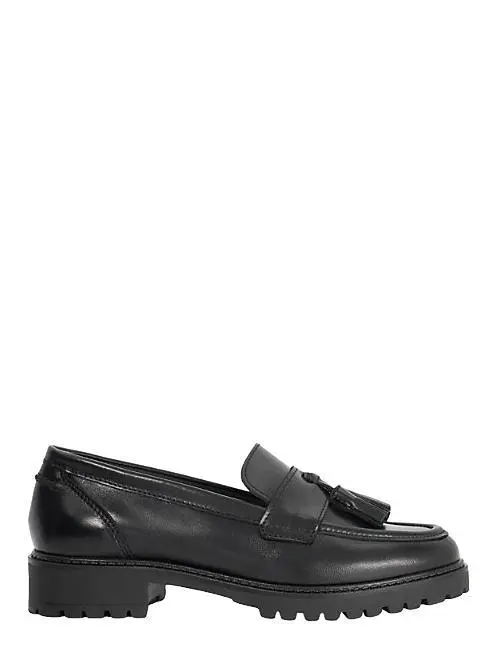 DUNE Gracelyn Leather Loafers - Black Leather