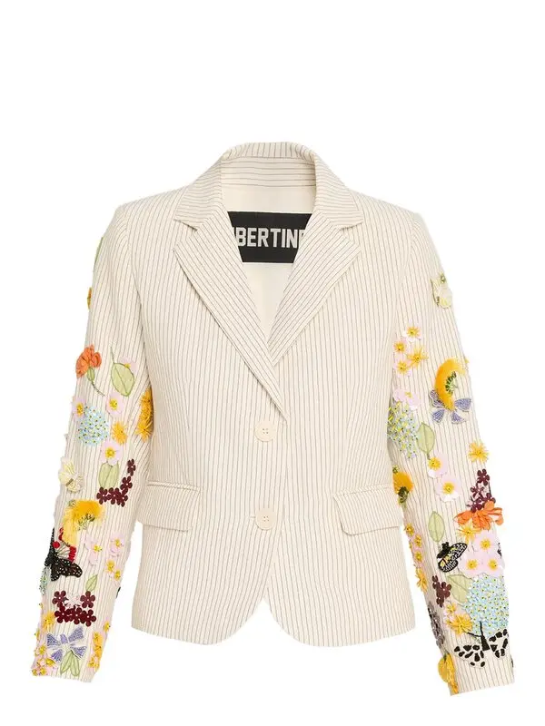 Libertine Butterfly Fields Striped Short Jacket - Ivory