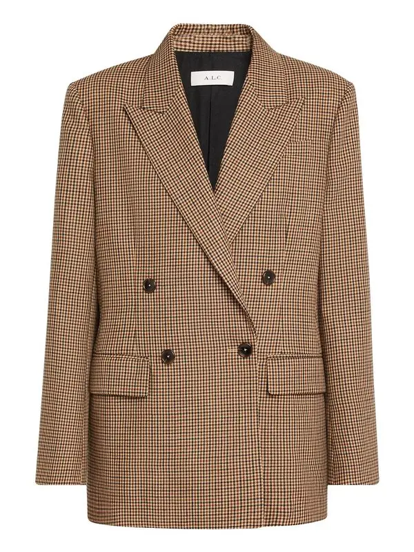 A.L.C. Calla Checked Double-breasted Jacket - Brwpat