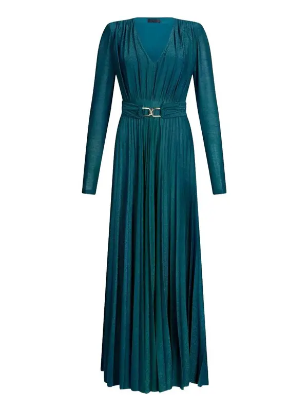 Liu Jo Pleated V-neck Maxi Dress - Blue