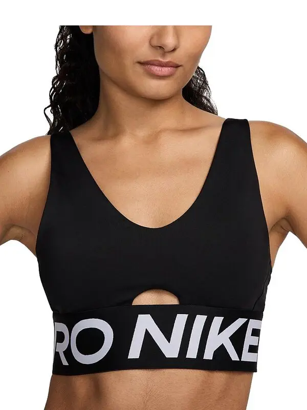 Nike Indy Logo Tape Plunge Bra - Black