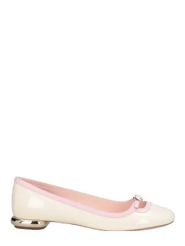 ROGER VIVIER Cream Leather Ballet Flats - White