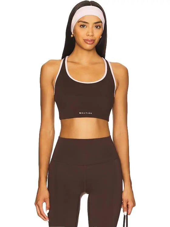 P.E Nation Stellar Sports Bra In Brown - Espresso & Chalk Pink