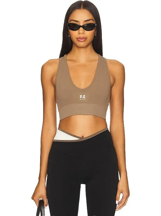 P.E Nation Restore Seamless V Sports Bra In Brown - Walnut