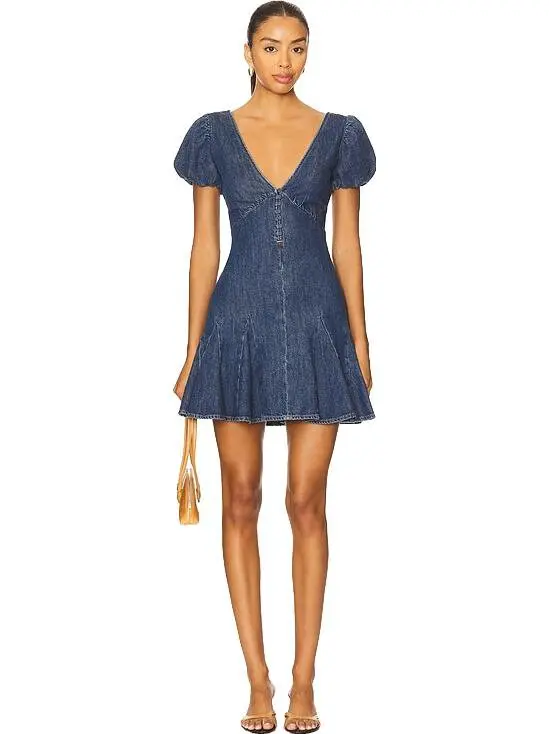 Alice + Olivia Fara Denim Mini Dress - Cambria Vintage