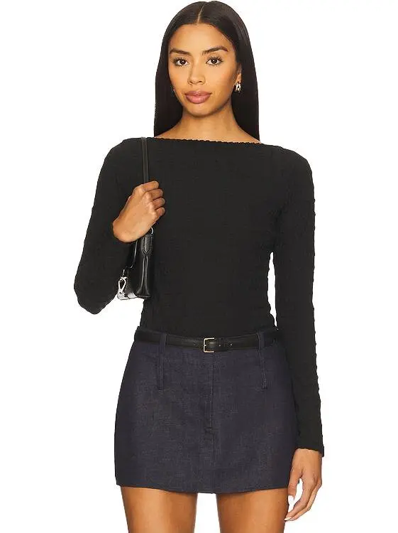 PEACHY DEN The Cindy Longsleeve Top - Black
