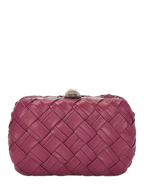 OLGA BERG Haven Woven Clutch - Burgundy