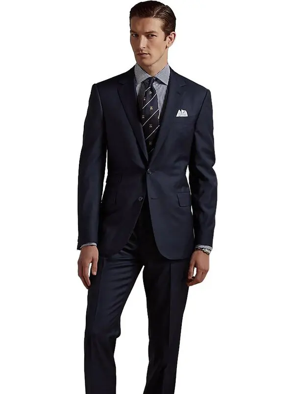 Ralph Lauren Gregory Hand-tailored Sharkskin Suit - Navy