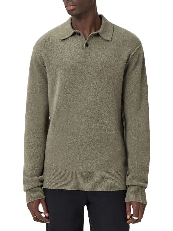 ALLSAINTS Patern Long Sleeve Polo - Dusky Green