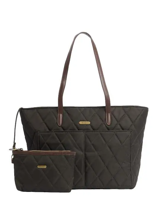 Barbour Quilted Nylon Tote - Olive