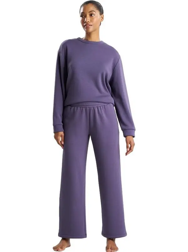 Natori Nova Cozy Brushed Knit Straight Leg Pants - Blue