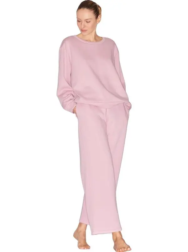 Natori Nova Cozy Brushed Knit Straight Leg Pants - Neutral