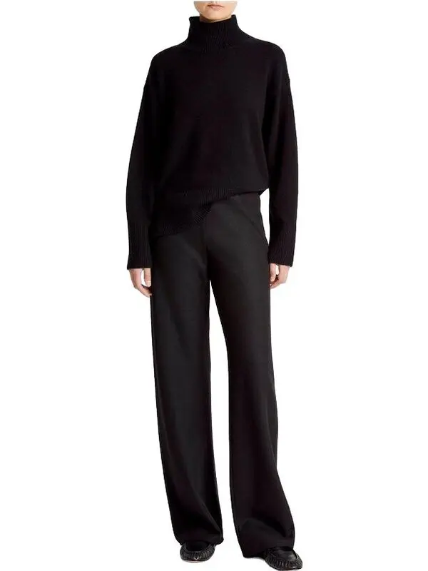 Vince Italian Wool-blend High-waist Bias Pant - Black