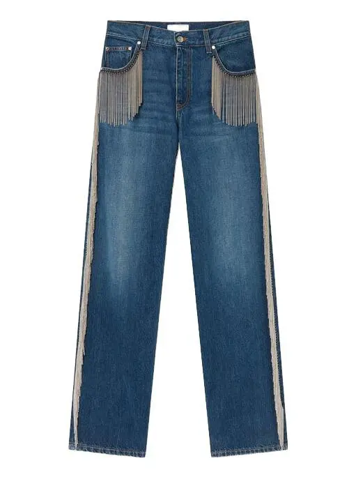 Stella McCartney Chain Tassel Straight-leg Denim Jeans - Blue