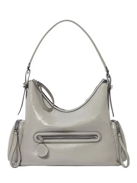 Stella McCartney Dartmoor Cracked Patent Shoulder Bag - Gray