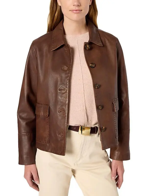 Gerard Darel Naima Leather Jacket - Brown