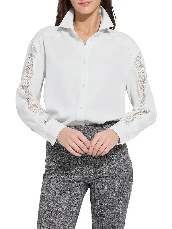 Lyssé Natasha Lace Trim Shirt - Ice
