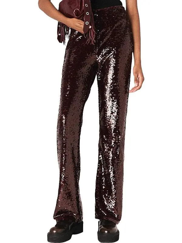 Maje Sequin Pants - Burgundy