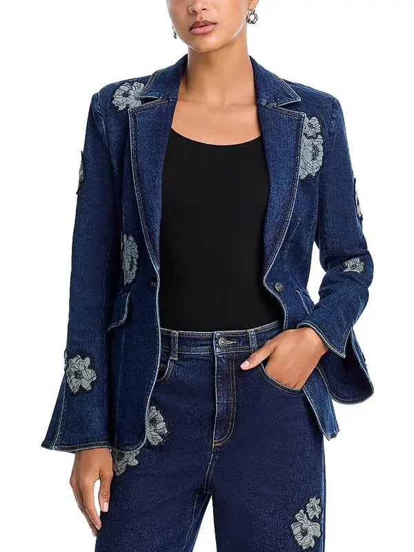 Cinq À Sept Denim Applique Blazer - Fontaine