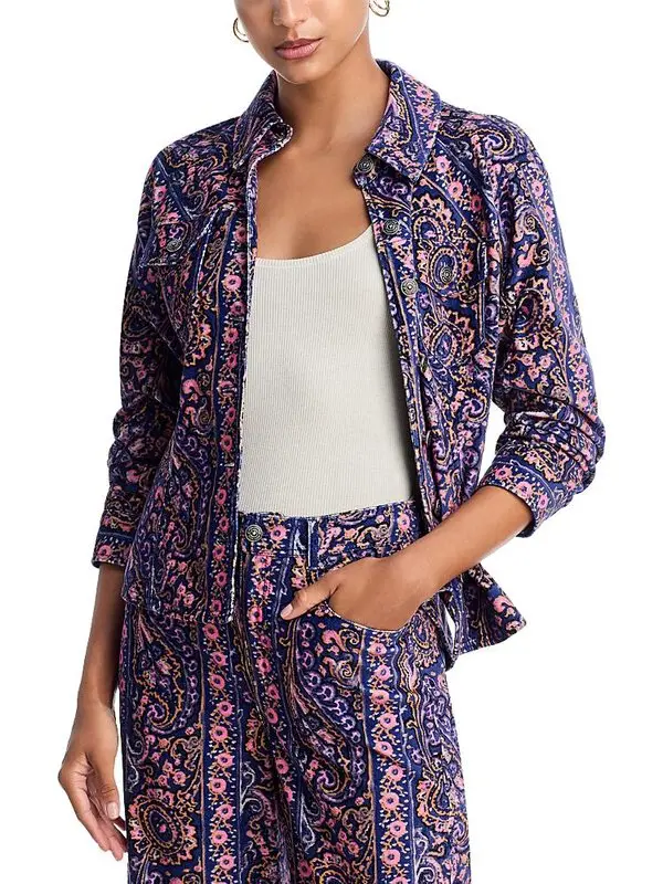 Cinq À Sept Paisley Velveteen Scrunched Jacket - Indigo Multi