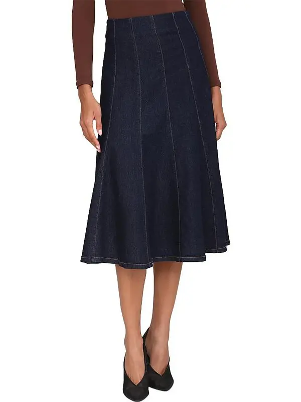 Bagatelle Denim A-line Midi Skirt - Dark