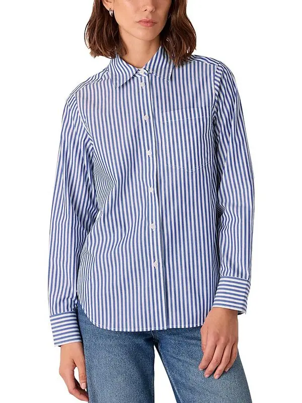 Whistles Relaxed Fit Striped Shirt - Blue/white