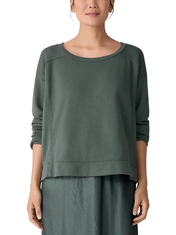 Eileen Fisher Boat Neck Boxy Top - Evergold