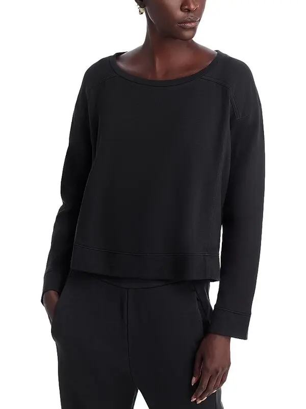 Eileen Fisher Boat Neck Boxy Top - Washed Black