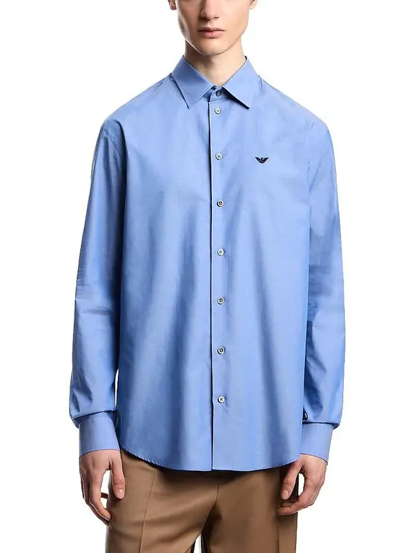Emporio Armani Chambray Regular Fit Button Front Shirt - Solid Bright