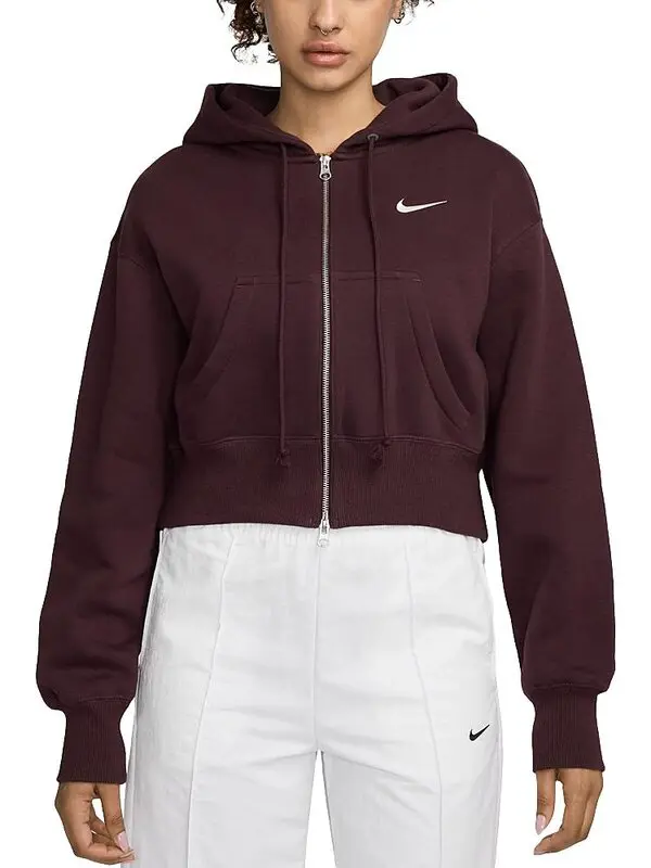 Nike Fleece Cropped Hoodie - Burgundy