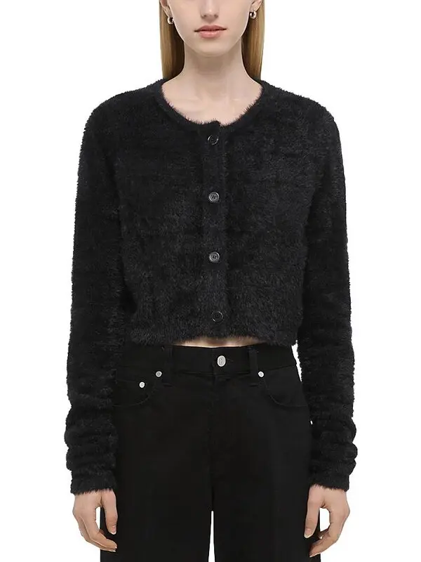 Helmut Lang Cropped Nylon Cardigan - Black