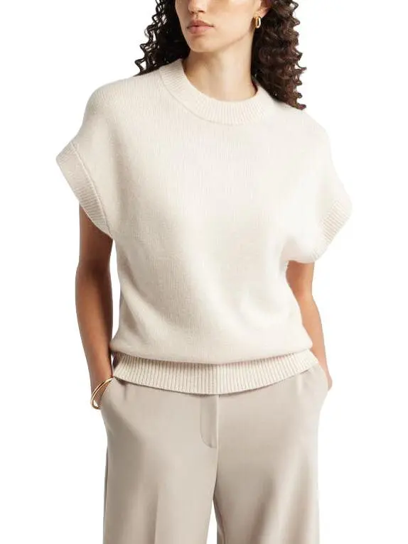Nordstrom Cap Sleeve Wool & Cashmere Sweater - Beige Beach