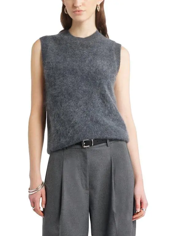 Nordstrom Brushed Cashmere Sweater Vest - Grey Onyx Heather