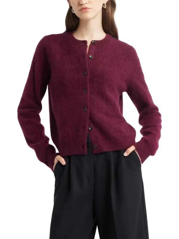 Nordstrom Brushed Cashmere Cardigan - Burgundy Field