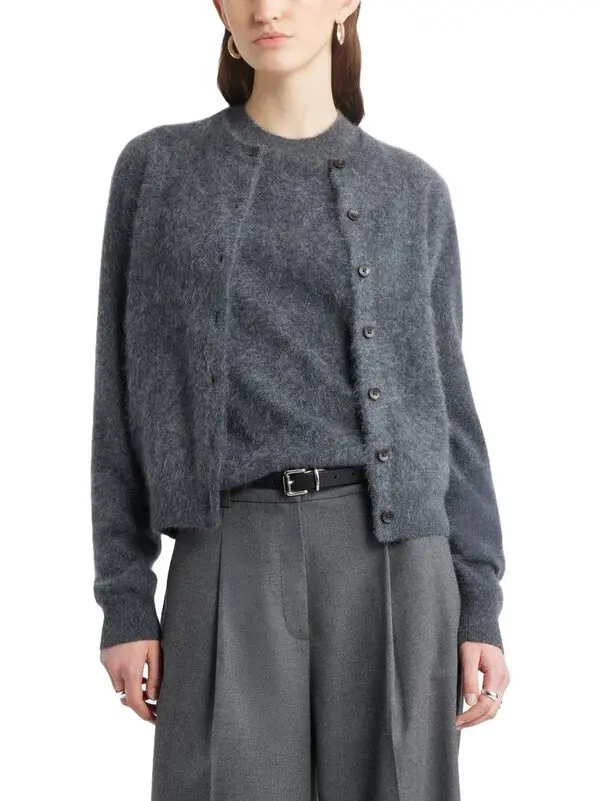 Nordstrom Brushed Cashmere Cardigan - Grey Onyx Heather