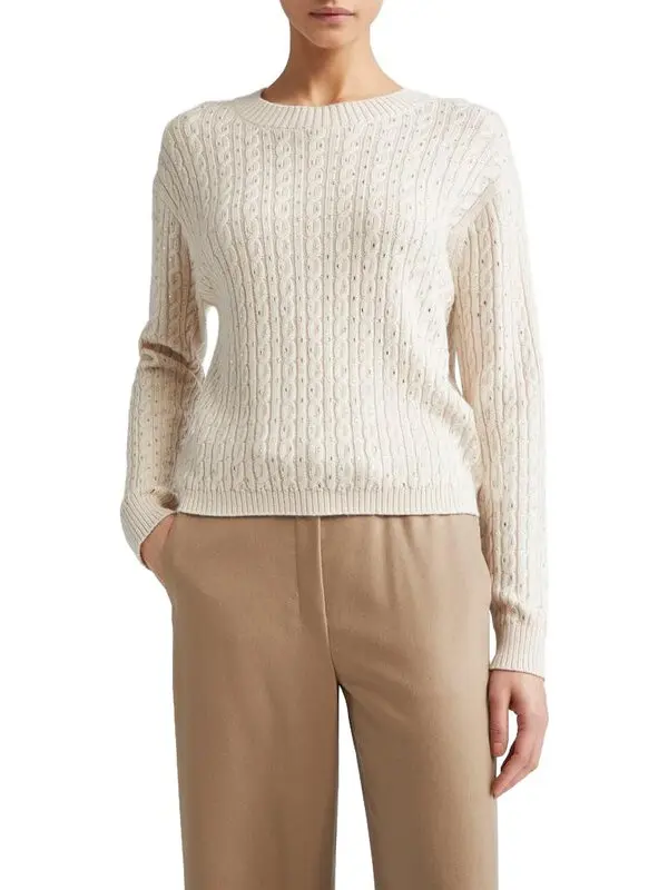 Max Mara Ussuri Embellished Cable Wool Sweater - Beige