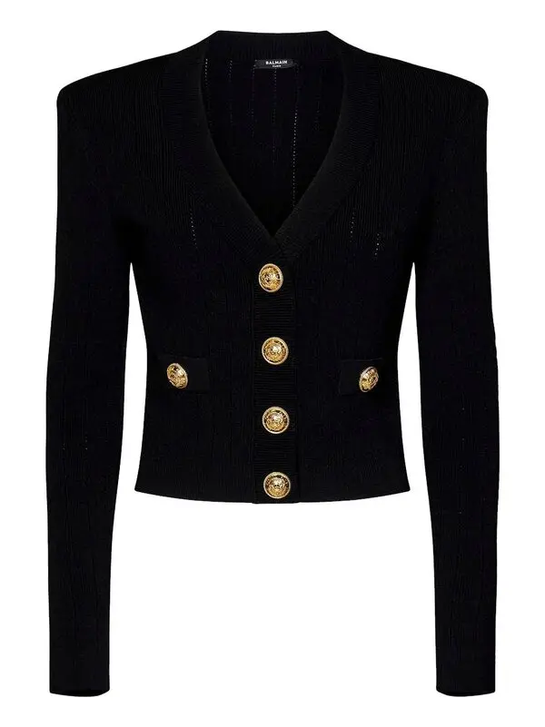 Balmain Cropped Cardigan - Black